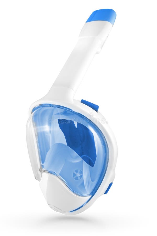 Full Face Blue Snorkel Mask on White Background, Isolate Stock Image - Image of protection ...