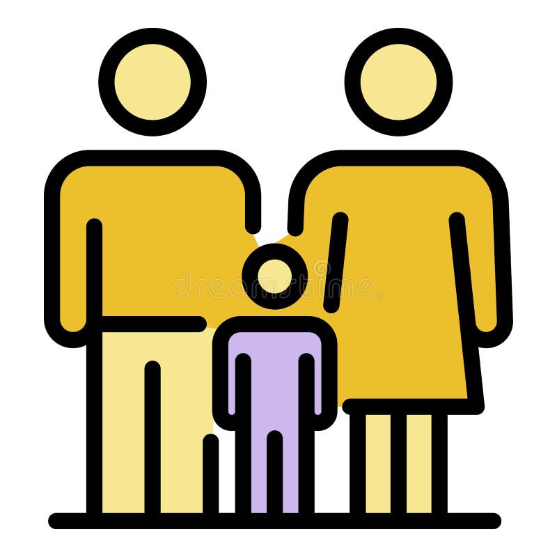 Full Family Icon Color Outline Vector Stock Vector - Illustration of ...