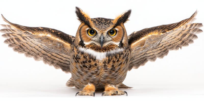 In Full Flight, a Majestic Owl with Outstretched Wings, Rustling ...