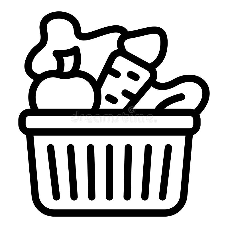 Full Food Basket Icon Outline Vector. Love Coverage Stock Vector ...