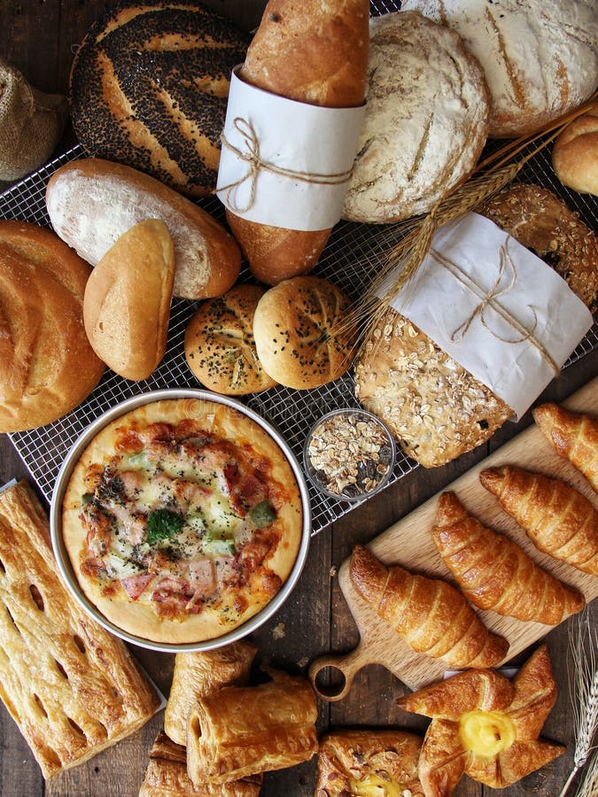 Full Frame Assorted European Breads In Rustic Style Stock Photo - Image ...