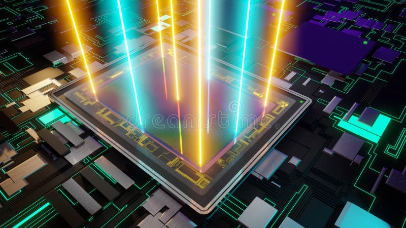 Digital Camera Sensor, Light Rays, AI Dual Chip Core, 3D Rendering ...