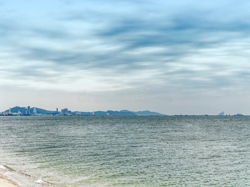 Background of Sea and City in Distant Stock Photo - Image of city ...