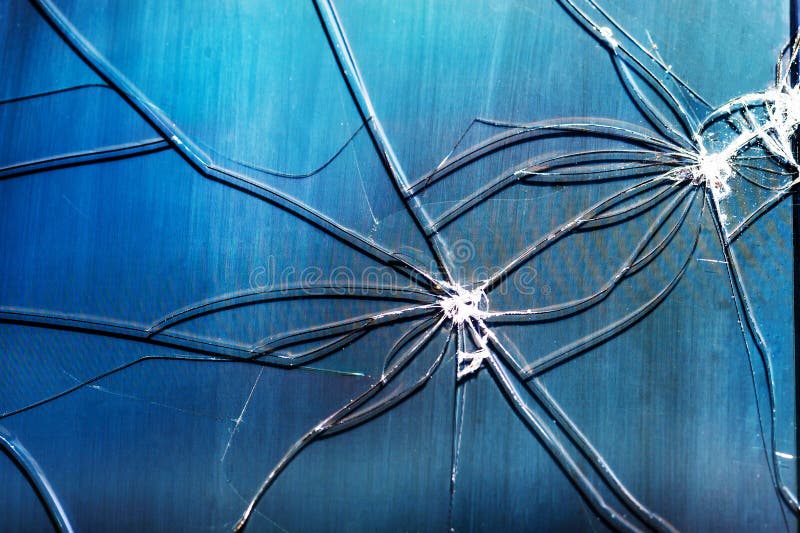 Full Frame of a Broken Screen on a Mobile Device with a Blue Tint ...