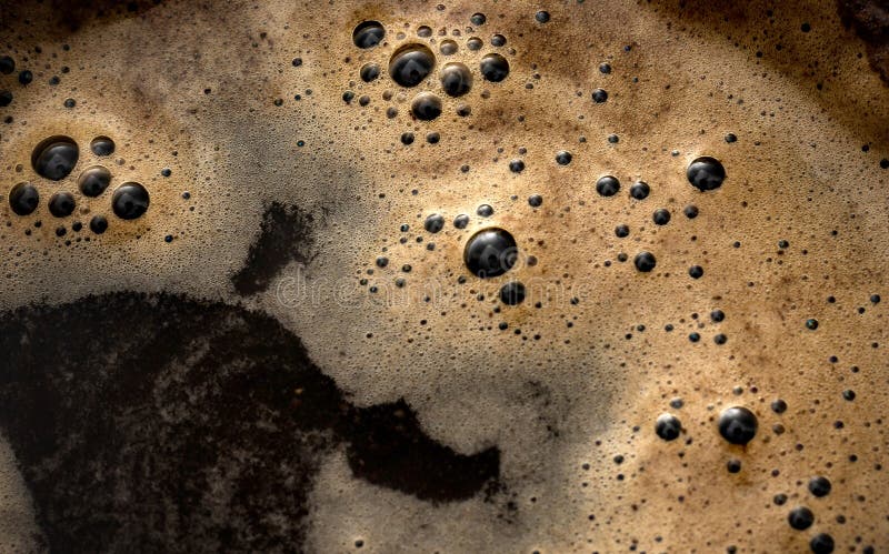 Full Frame Close-Up Overhead Macro Shot of Aromatic Hot Black Coffee ...