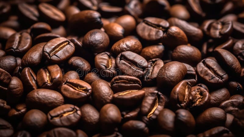 Full Frame Close-up of Roasted Coffee Beans. Generative AI Stock ...