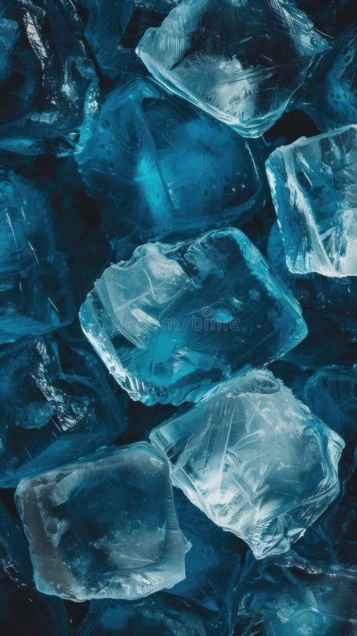 Close-up of Blue Ice Cubes on Table Stock Photo - Image of frosty ...