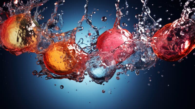 Colorful Ink Splash with Drops Stock Illustration - Illustration of ...