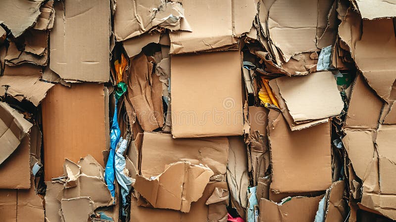 Full Frame Shot of Discarded and Crushed Brown Cardboard Packaging and ...