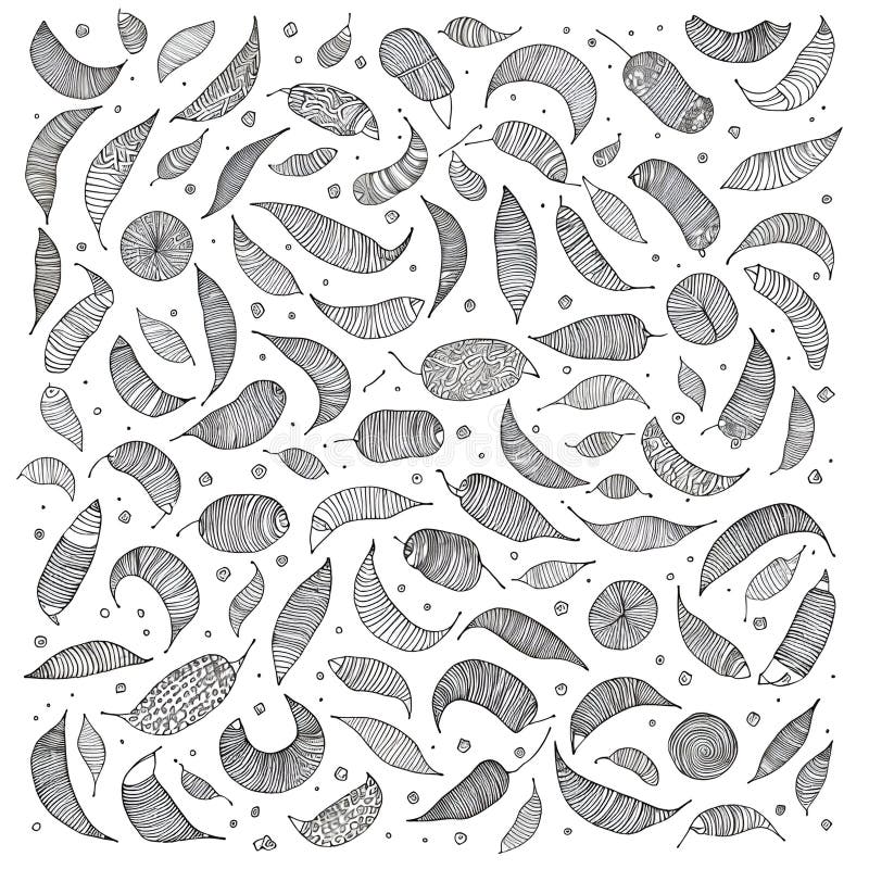 Full Frame of Earthworm Line Art Doodle Pattern Stock Illustration ...