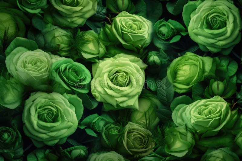 Full Frame of Green Roses Background, Created Using Generative Ai ...