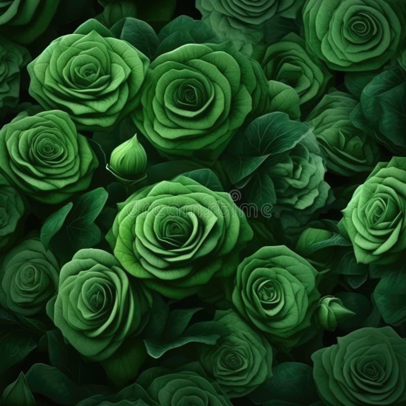 Full Frame of Green Roses Background, Created Using Generative Ai ...