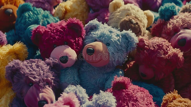 Full Frame Image of Many Colorful Teddy Bears Squeezing Each Other ...