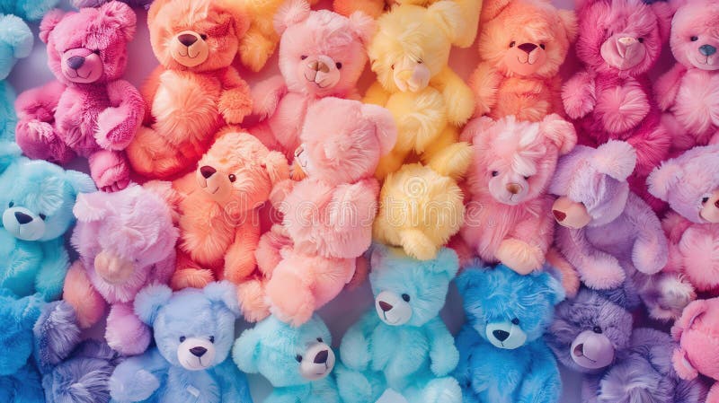 Full Frame Image of Many Colorful Teddy Bears Squeezing Each Other ...