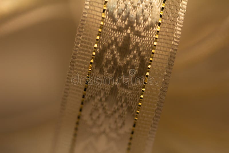 Macro Defocused Silver White Brocade Fabric Ribbon Abstract Stock Photo ...
