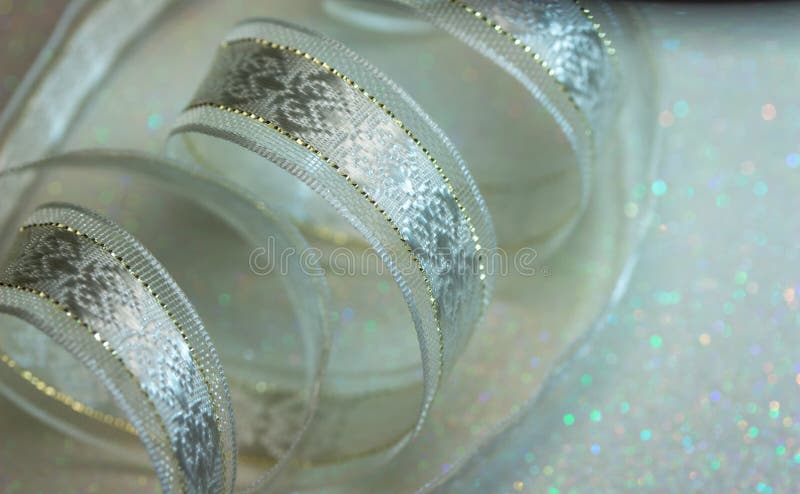Macro Defocused Silver White Brocade Fabric Ribbon Abstract Stock Image ...
