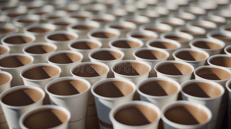 Full Frame Brown Recyclable Coffee Cup among Disposable Cups Stock ...
