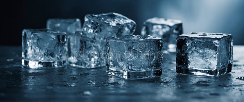 Full Frame of Refreshing Water in Cold Ice, Ice Cubes, Cubes of Ice ...