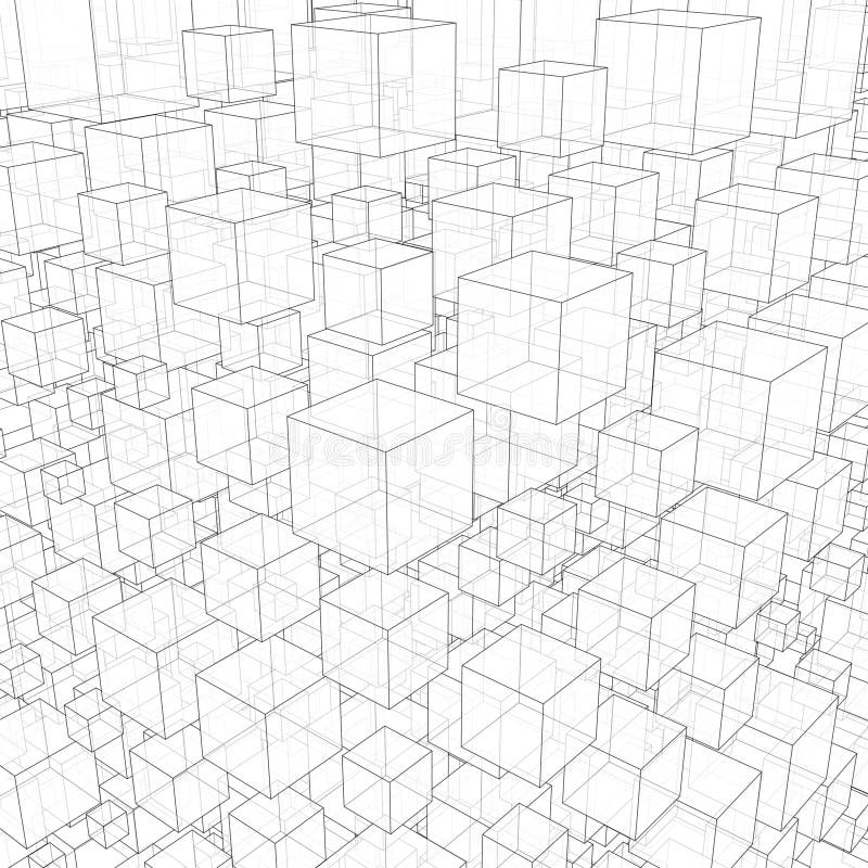 Full Frame Semi Transparent Cubes in 3D and Perspective Stock ...