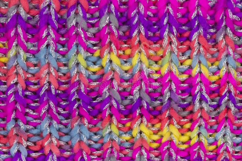 Full Frame Shot of Knitted Wool. Multi-coloured Knitting Pattern ...