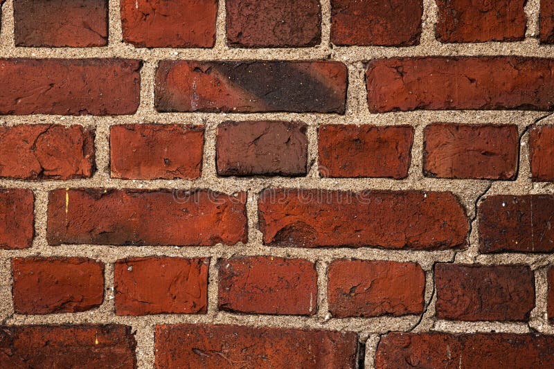 A Full Frame Texture of a Red Brick Weathered Wall with Visible Aged ...
