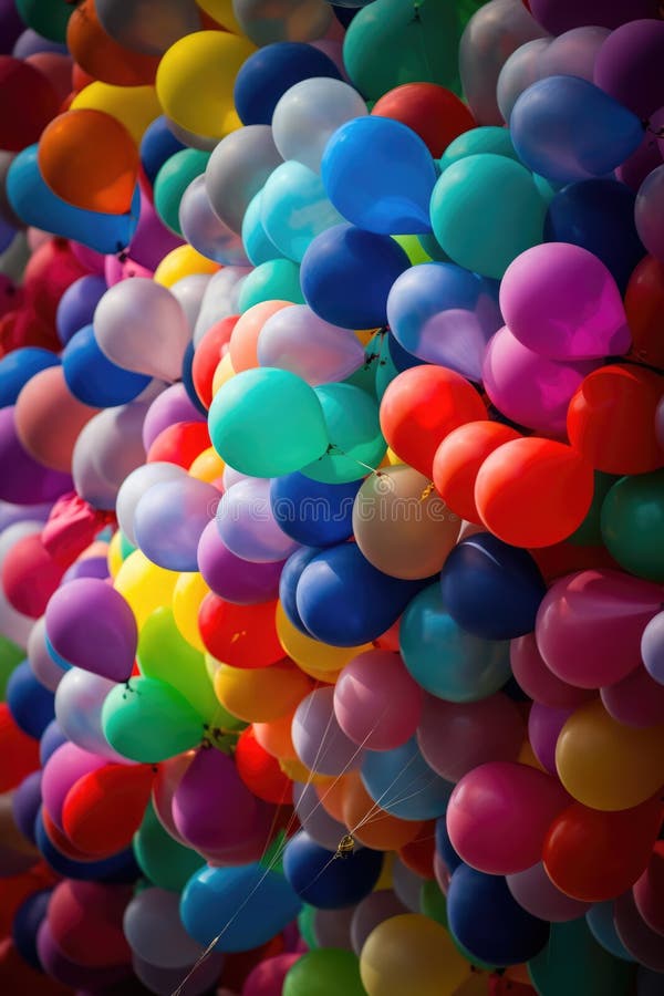 Full Frame Vertical of a Wall of Colourful Party Balloons, Created ...