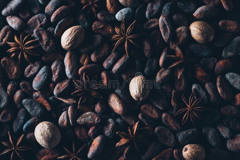 Full Frame View of Delicious Cocoa Beans and Star Stock Photo - Image ...