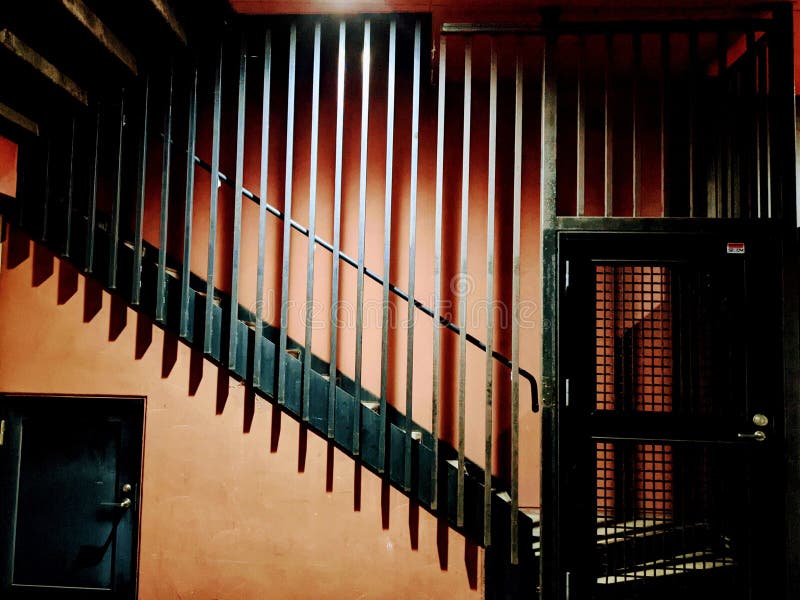 Full Frame View of Stairs and Fire Escape at Night Stock Photo - Image ...