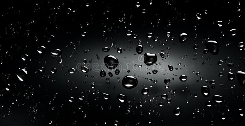 Full Frame of Water Drops Sliding on a Black Wet Surface - AI Generated ...