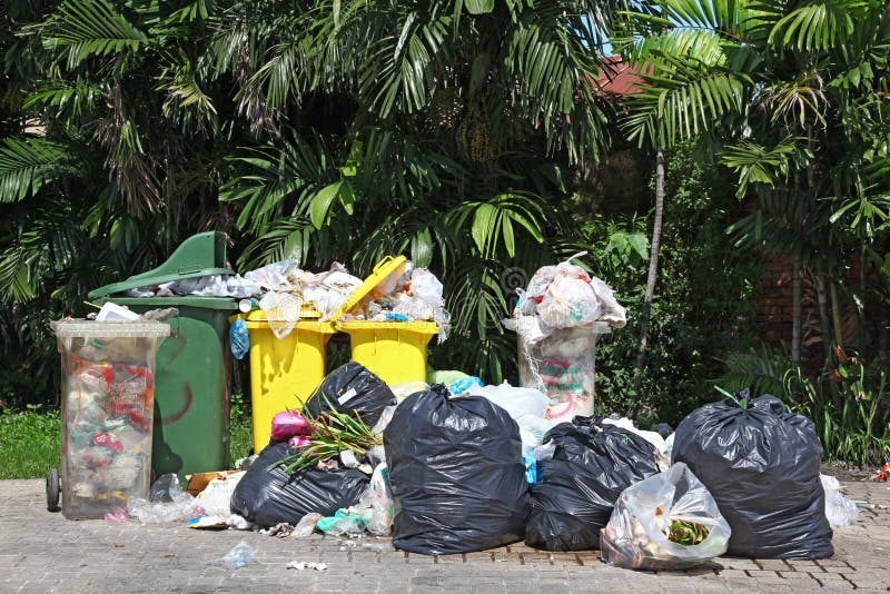 Full garbage bin stock image. Image of environment, environmental ...