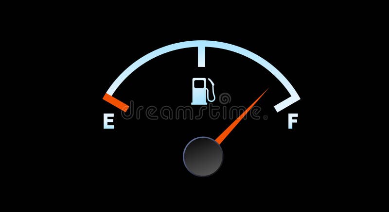 Full Gas Meter, Petrol Meter, in Blue on a Black Background. Copy Space ...