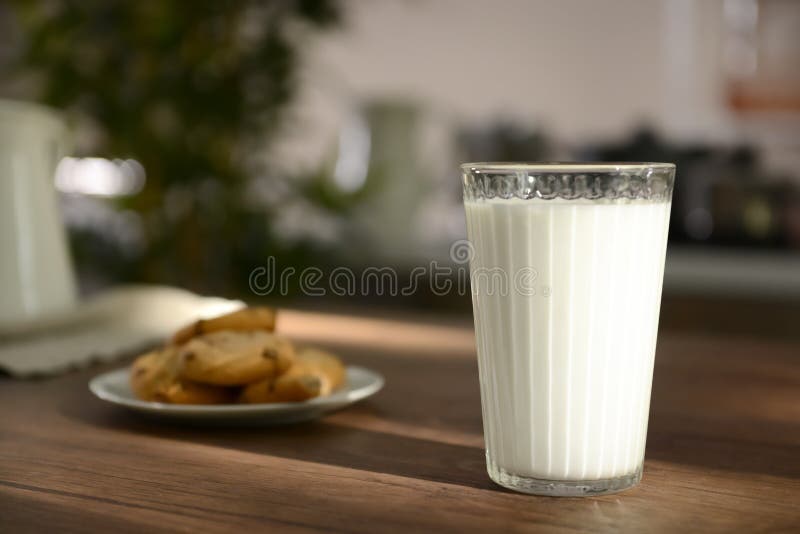 Full Glass of Fresh Milk on Wooden Table Stock Image - Image of pastry ...