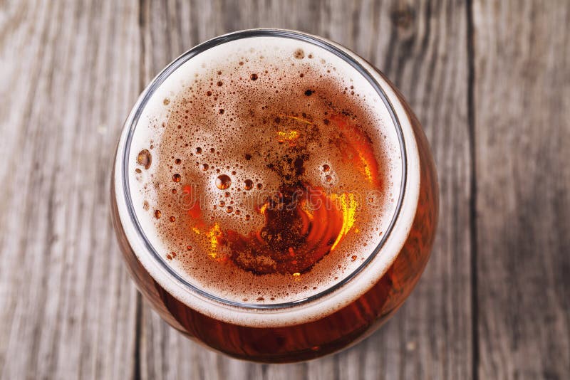 Full Glass of Light Beer on a Wooden Table Stock Image - Image of ...