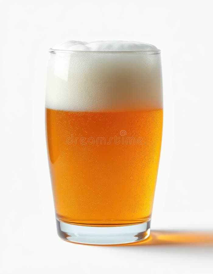 A Full Glass of Light-colored Beer with a Generous Layer of Frothy Head ...