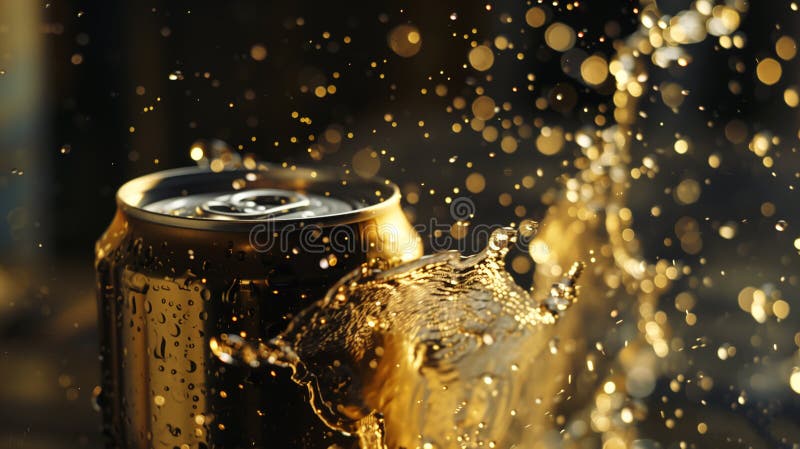 Full Golden Beer Can Splash Stock Image - Image of lager, cold: 318076337