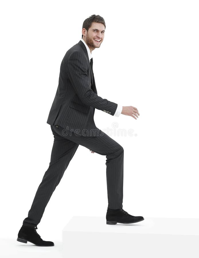 Full Growth.businessman Taking a Step Forward.isolated on White Stock ...