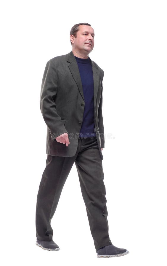In Full Growth. Confident Mature Man Stepping Forward Stock Photo ...