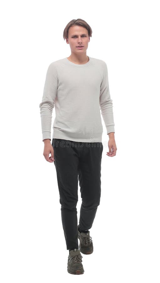In Full Growth. Confident Young Man Striding Forward Stock Image ...