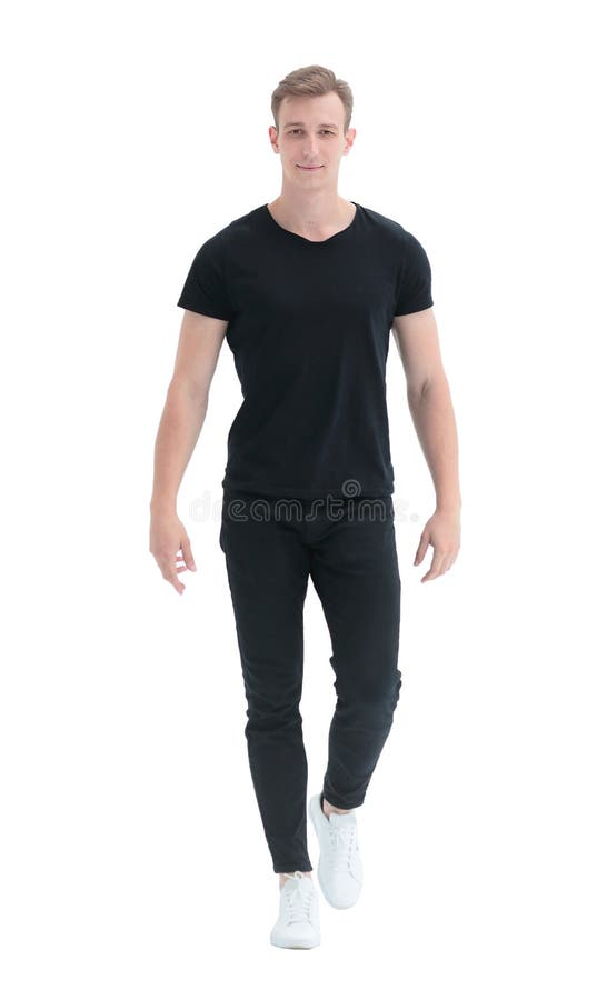 In Full Growth. Confident Young Man Taking a Step Forward Stock Photo ...