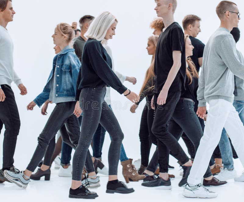 In Full Growth. Diverse Young People Walking in Different Directions ...