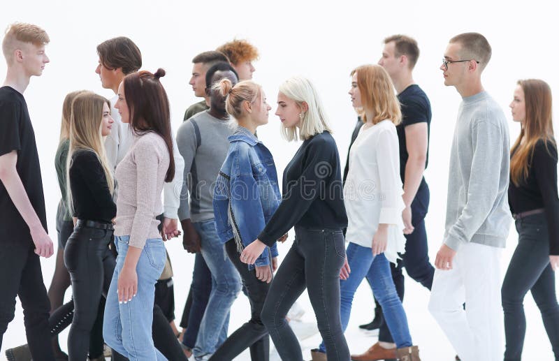 In Full Growth. Diverse Young People Walking in Different Directions ...