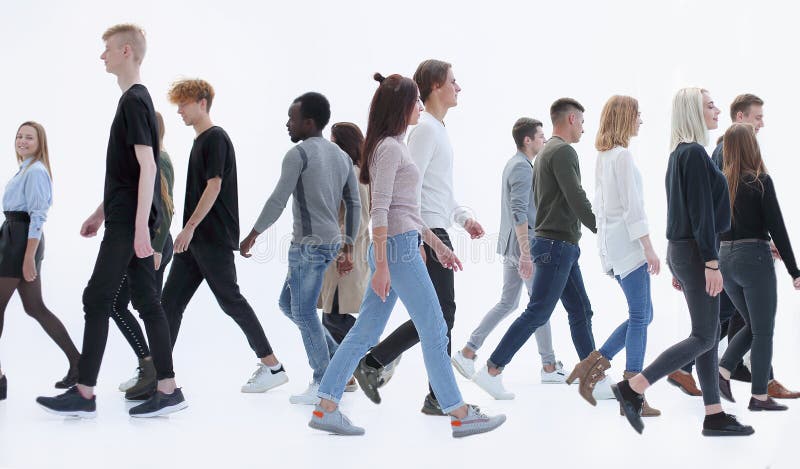 In Full Growth. Diverse Young People Walking in Different Directions ...