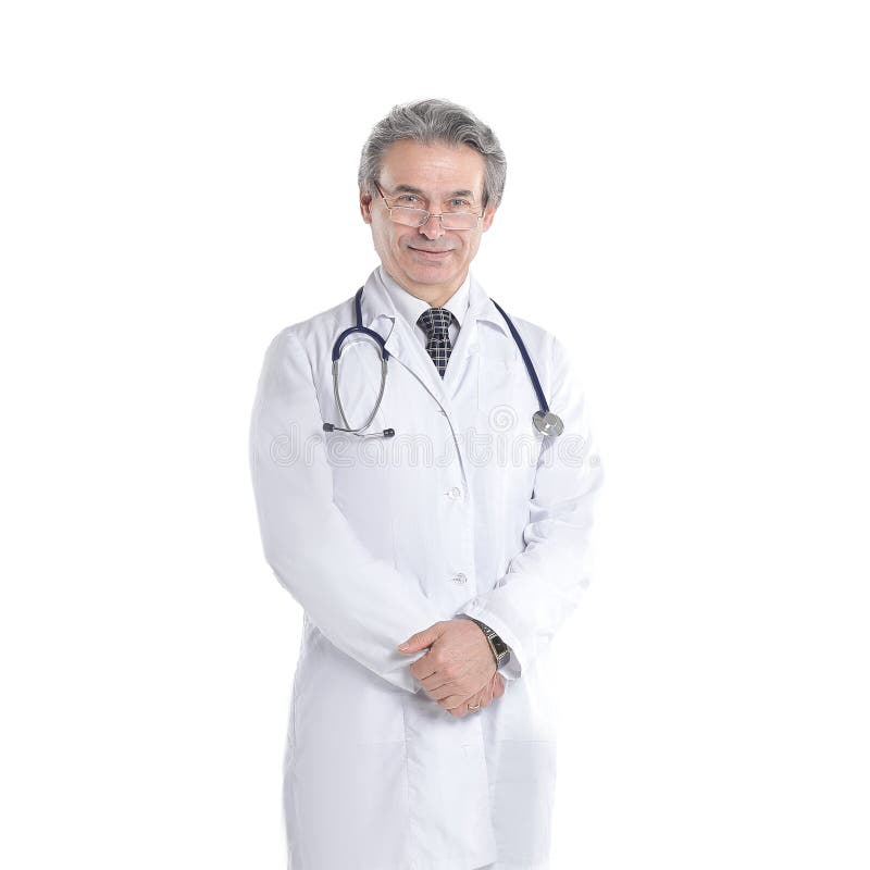 In Full Growth.experienced Physician with Stethoscope Stock Photo ...