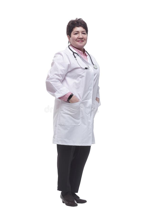 Female Medic with Clipboard . Isolated on a White Background Stock ...