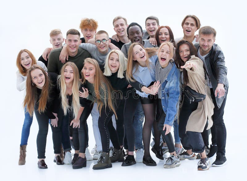 In Full Growth. Group of Cheerful Young People Standing Together Stock ...