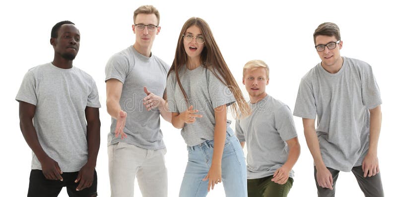 In Full Growth. a Group of Happy Dynamic Young People Stock Photo ...