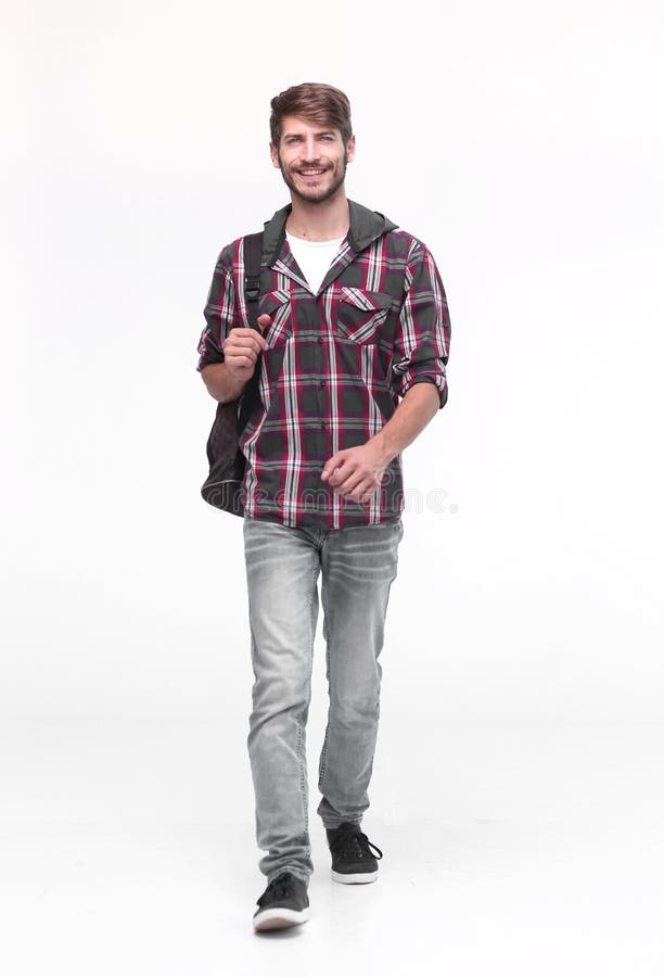 In Full Growth. a Handsome Male Student Steps Forward Stock Photo ...