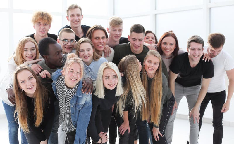 In Full Growth. Happy Young People Standing Together Stock Image ...
