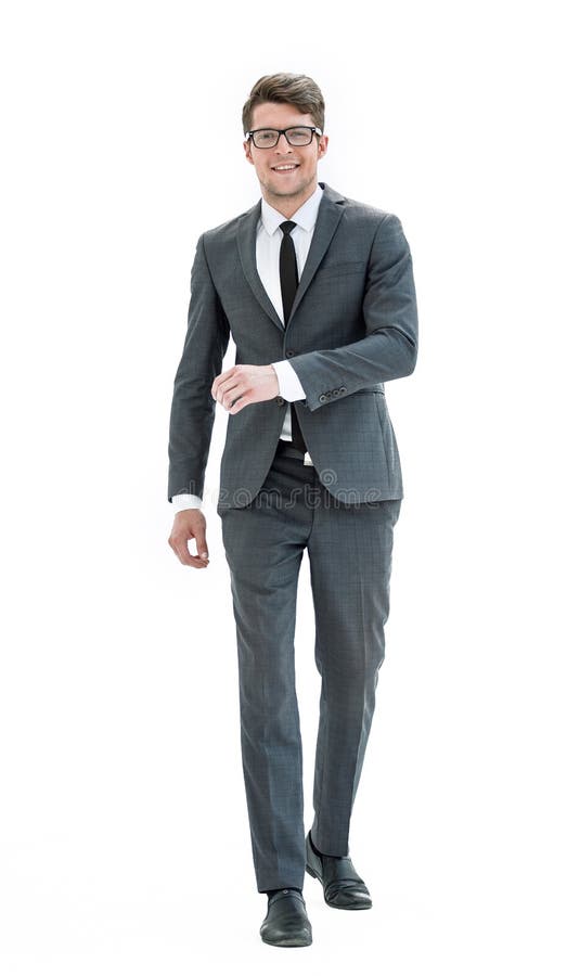 In Full Growth. the Young Businessman Confidently Goes Forward Stock ...