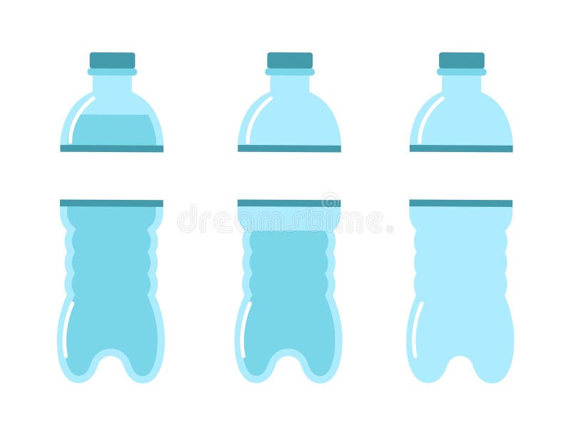 Full, Half and Empty Plastic Water Bottles. Container for Mineral or ...